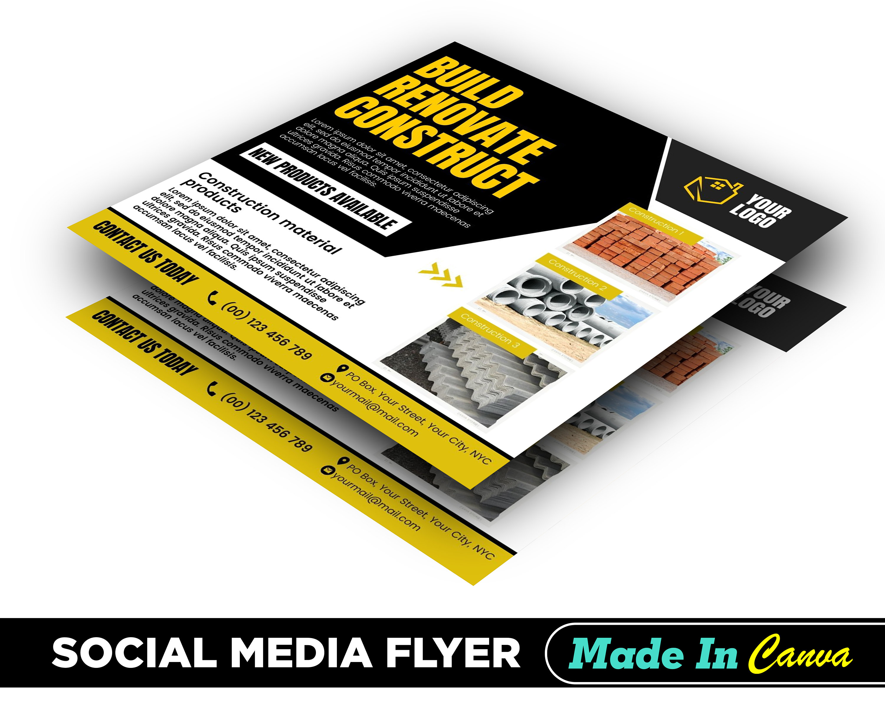 General Contractor Flyer, DIY Canva General Contractor Flyer Template ...