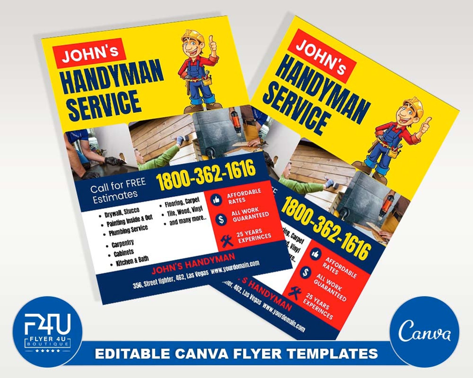 Handyman Service Flyer, DIY Canva Handyman Service Flyer Template 2022 ...