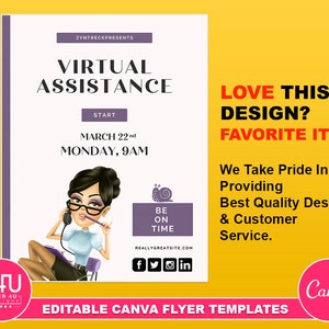 Virtual Assistant Flyer, DIY Canva Virtual Assistant Flyer Template ...