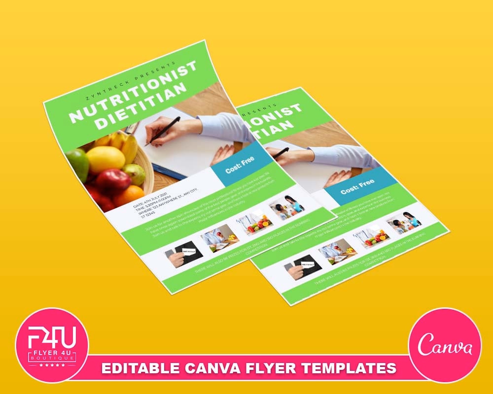 Nutritionist Dietitian Ads Flyer, DIY Canva Nutrition Weight Loss Flyer ...