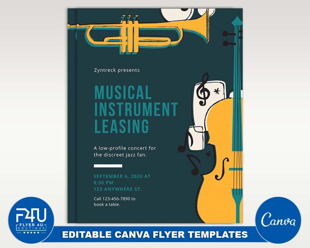 Musical Instrument Leasing Flyer DIY Canva Musical Instrument - Etsy