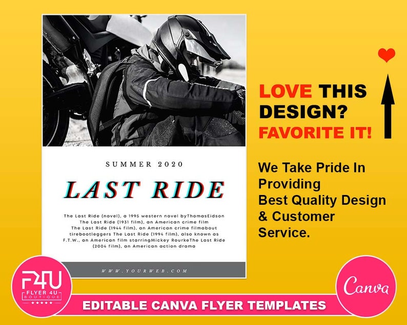 Last Ride Flyer, DIY Canva Last Ride Flyer Template, Editable Canva US ...