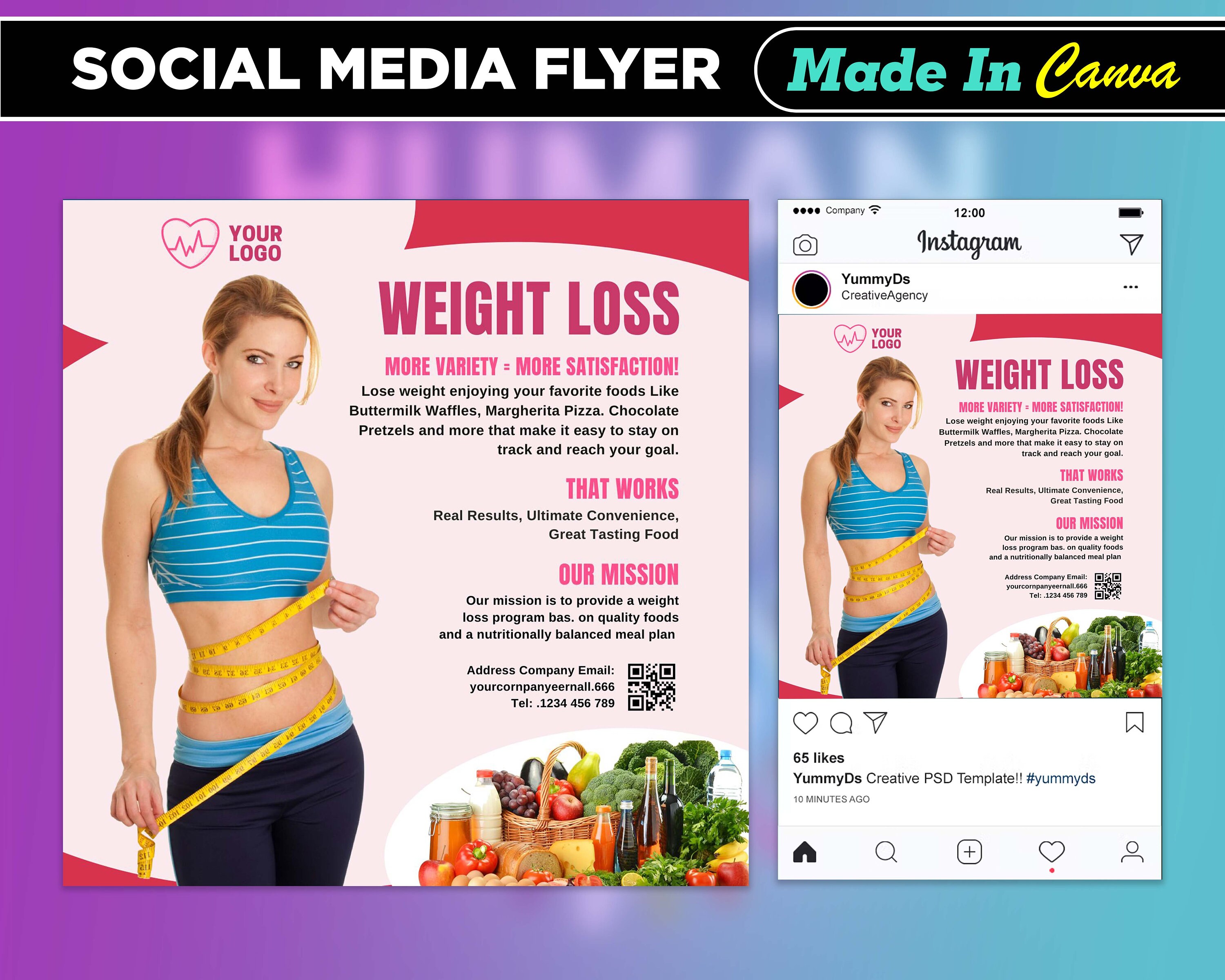 Nutrition Weight Loss Flyer, DIY Canva Nutrition Weight Loss Flyer ...