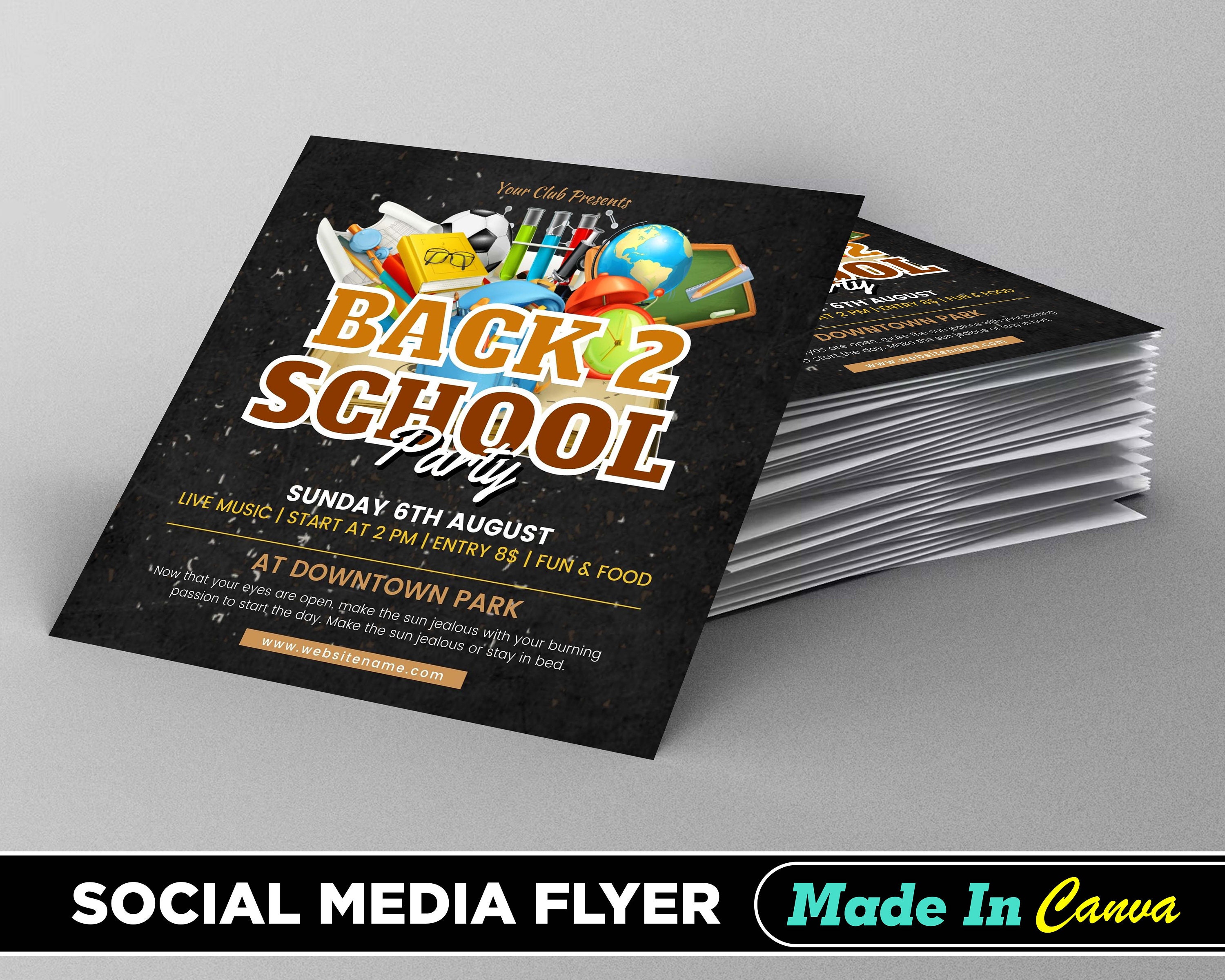 School Party Flyer, DIY Canva School Party Flyer Template 2022 ...