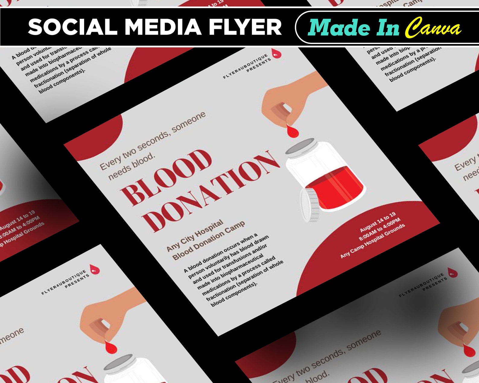 Blood Donation Flyer DIY Canva Blood Donation Flyer Template | Etsy