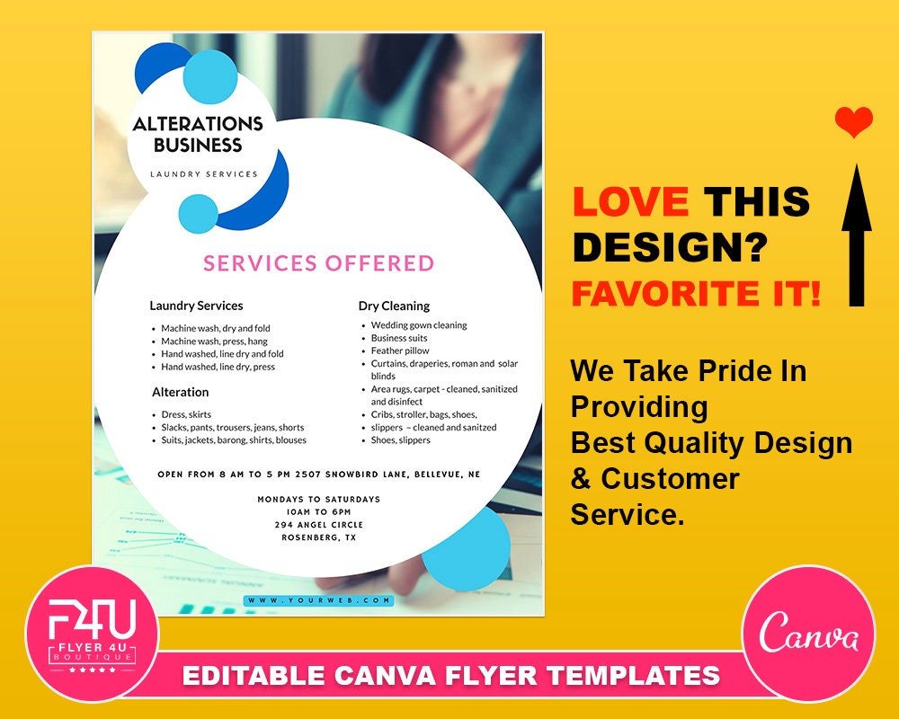 Alterations Seamstress Business Flyer DIY Canva Alterations - Etsy