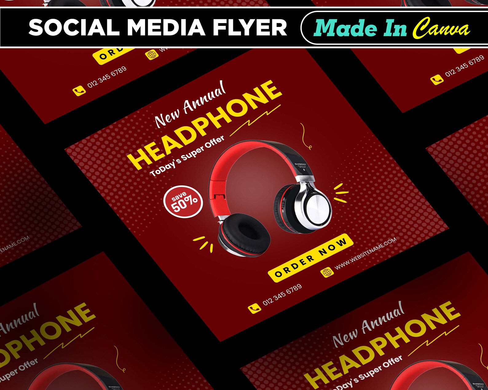 Headphones Sale Flyer, DIY Canva Headphones Sale Flyer Template 2022 ...