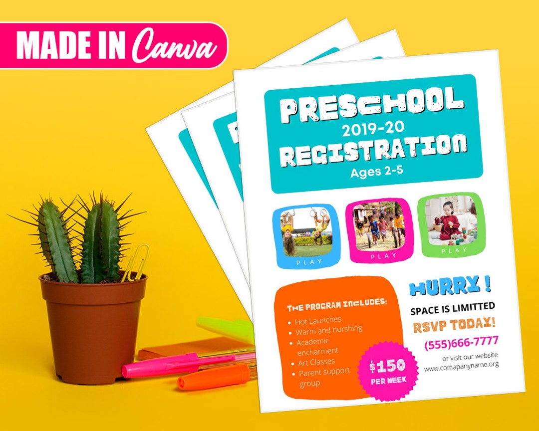 School Registration Flyer, DIY Canva School Registration Templates ...