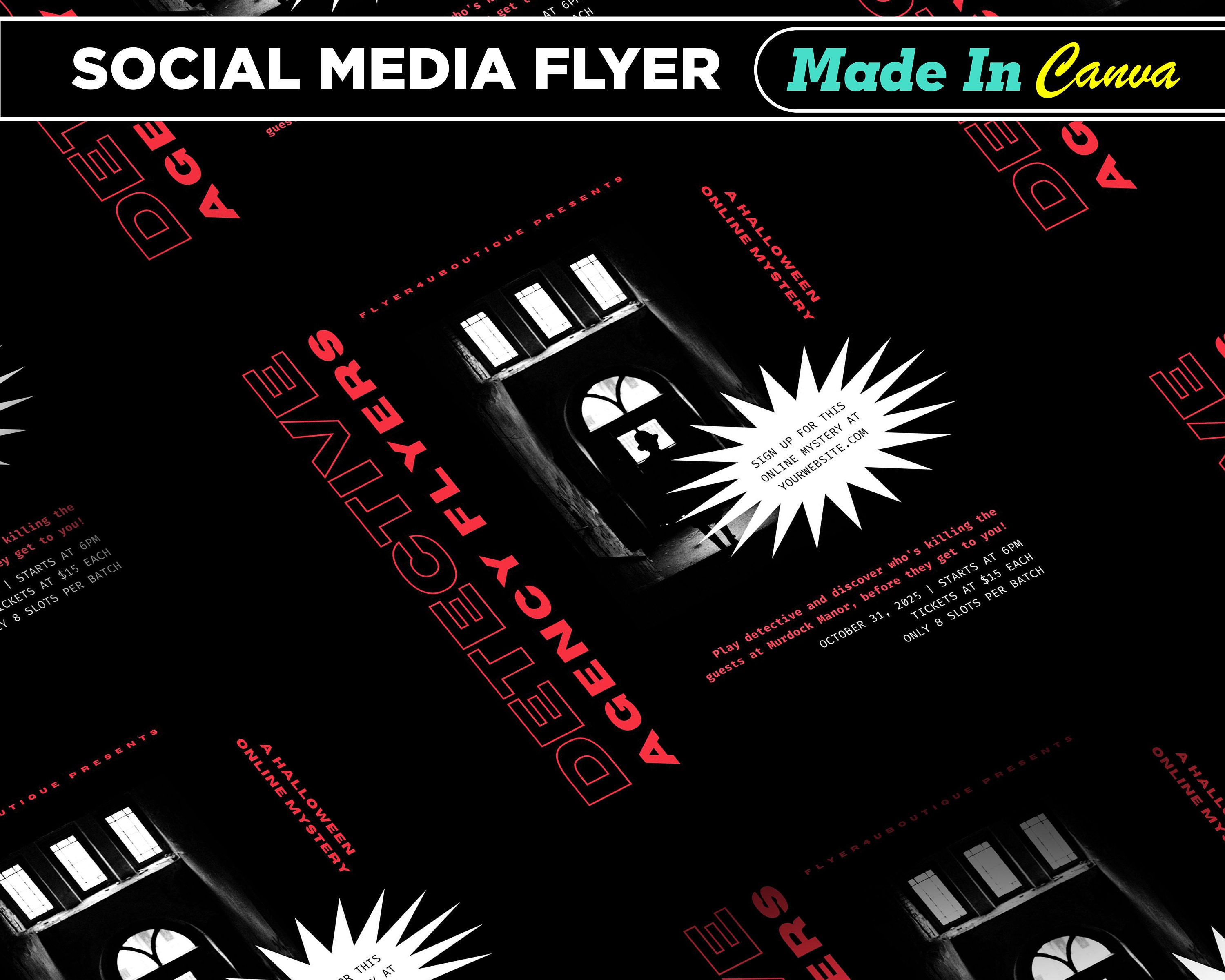 Detective Agency Flyer, DIY Canva Detective Flyer Template 2022 ...