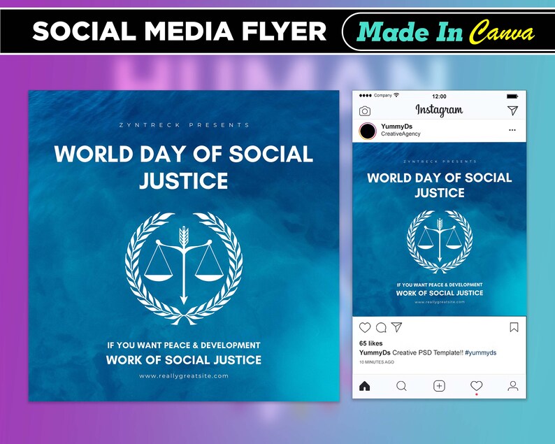 World Day of Social Justice Flyer DIY Canva World Day of - Etsy