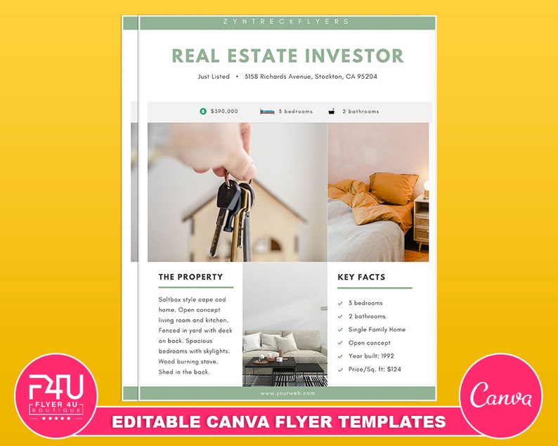 Real Estate Investor Flyer DIY Canva Real Estate Investor - Etsy
