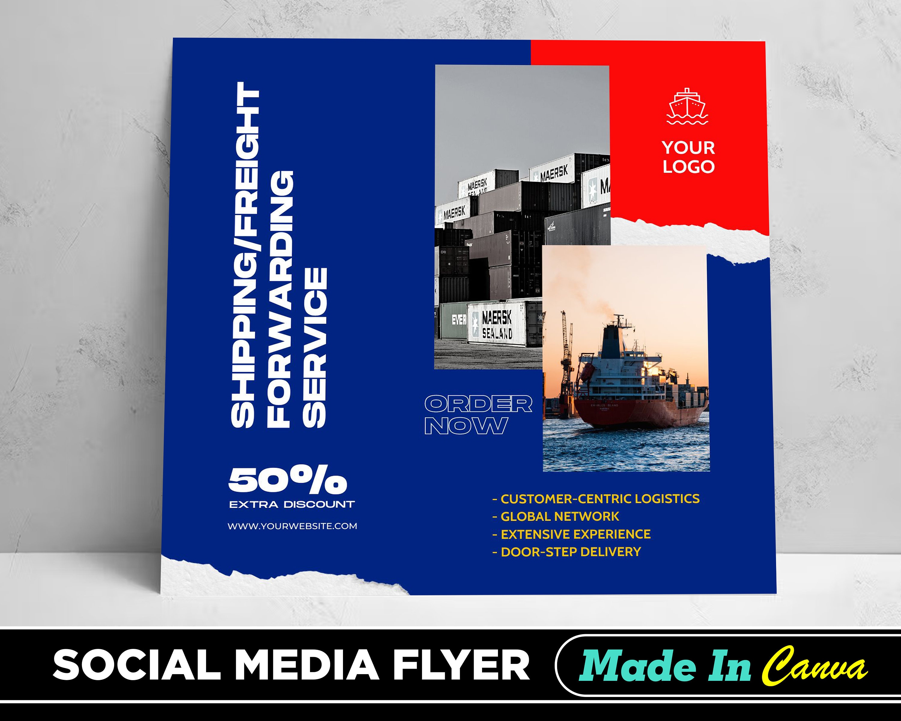 Shipping Freight Forwarding Flyer, DIY Canva Shipping Freight ...