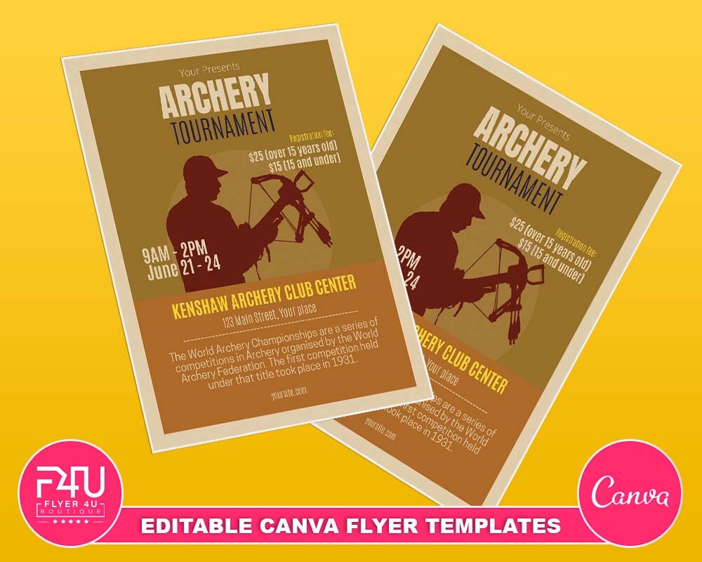 Archery Tournament Flyer, DIY Canva Archery Tournament Flyer Template ...