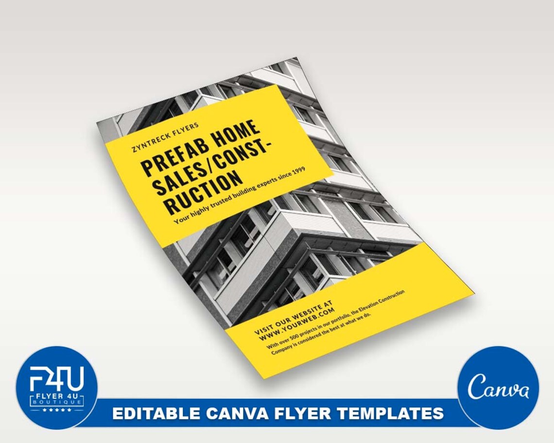 Prefab Home Sales Construction Flyer DIY Canva Prefab Home - Etsy
