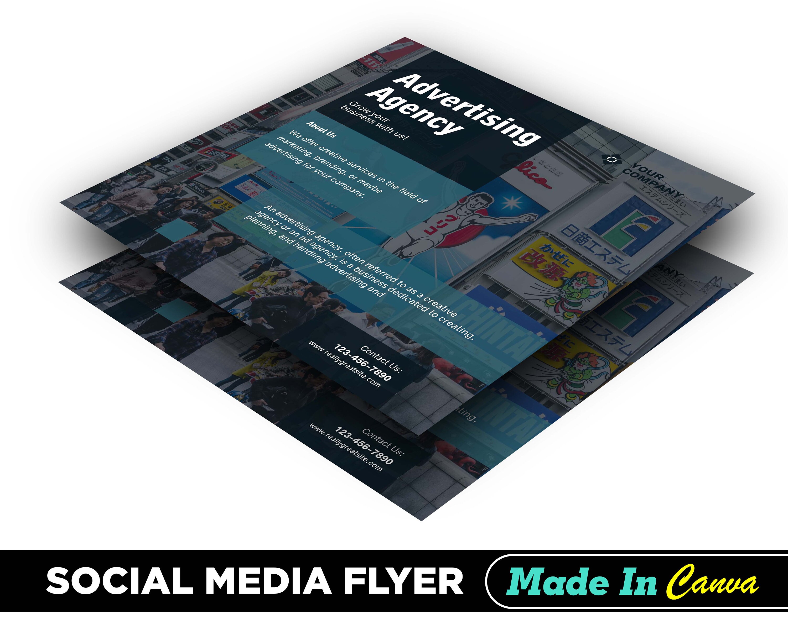 Advertising Agency Flyer, DIY Canva Advertising Agency Template 2022 ...