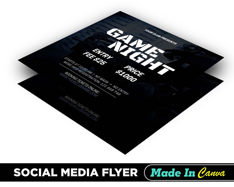 Game Night Flyer, DIY Canva Game Night Flyer Template 2022, Editable ...