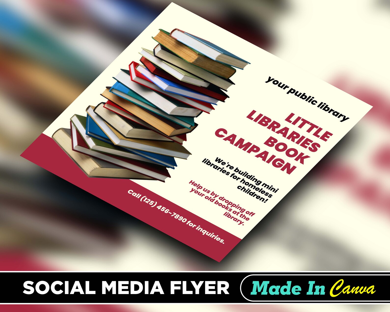 Book Drives Flyer, DIY Canva Book Drives Flyer Template 2022, Editable ...