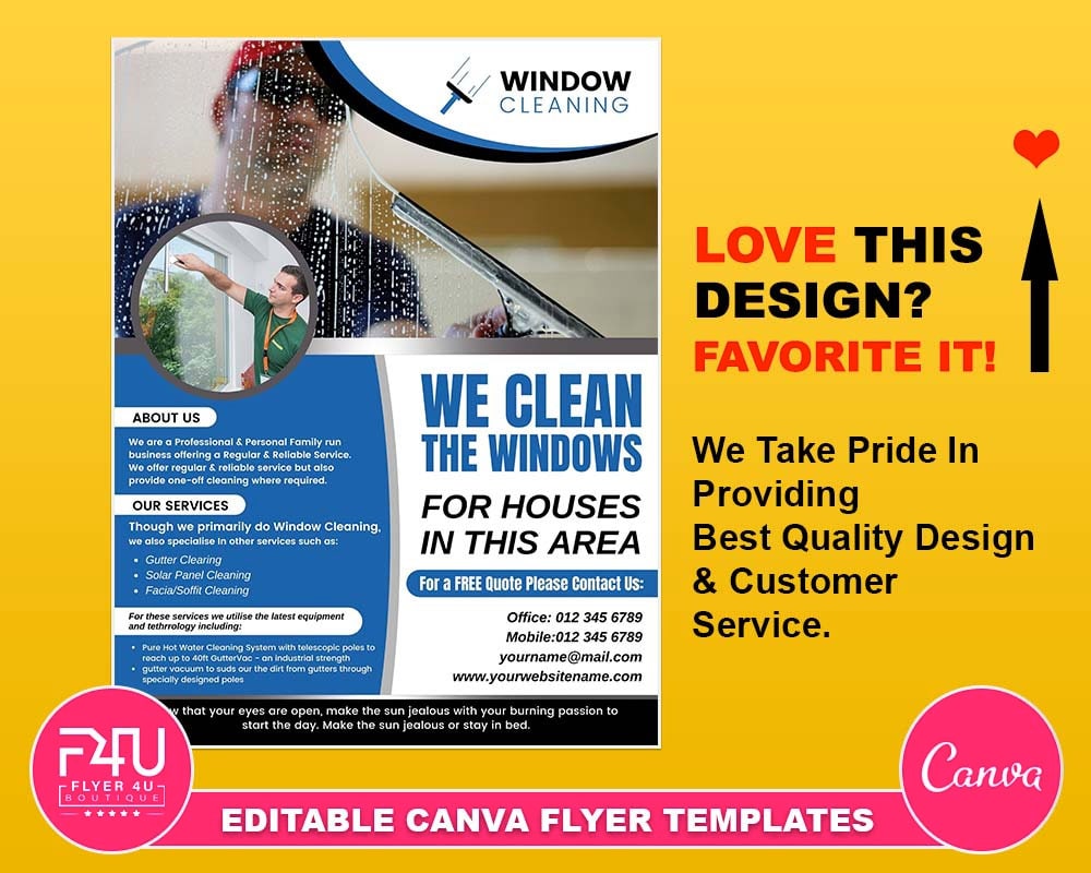 Window Cleaning Flyer DIY Canva Window Cleaning Flyer - Etsy