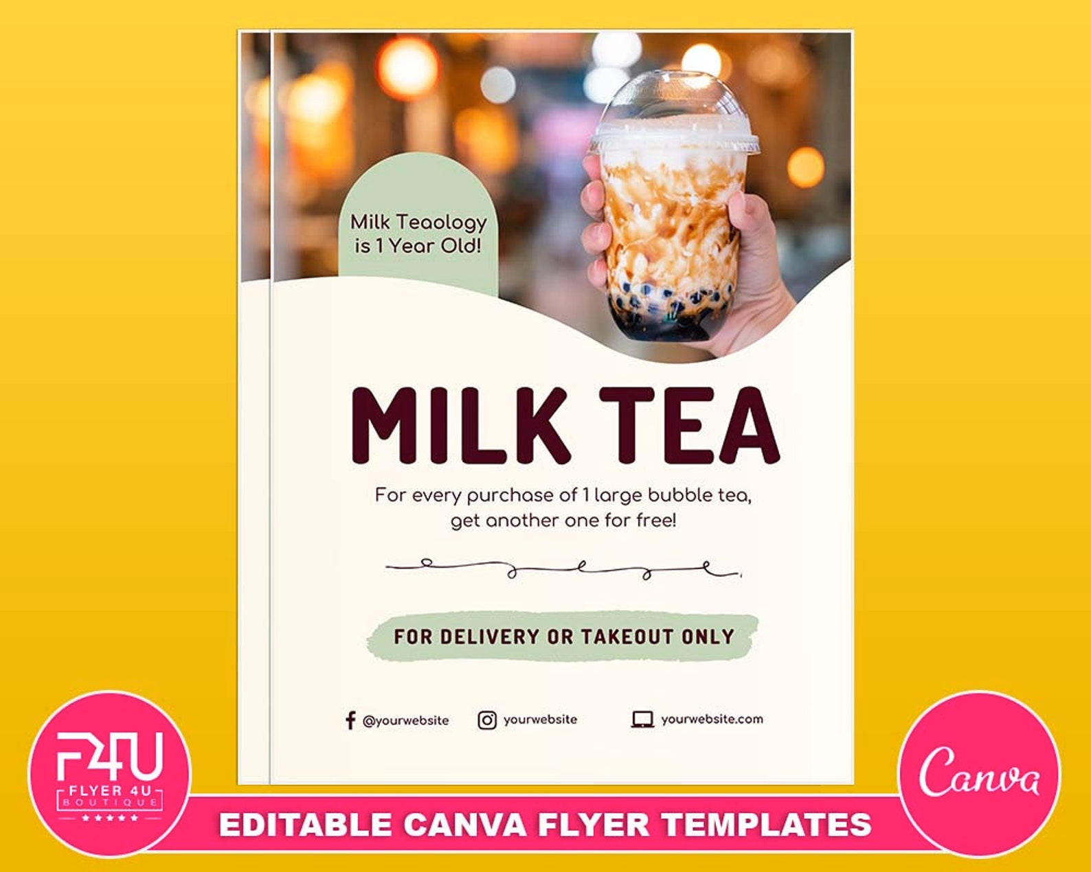 Milk Tea Flyer, DIY Canva Milk Tea Templates, Editable Canva US Letter ...
