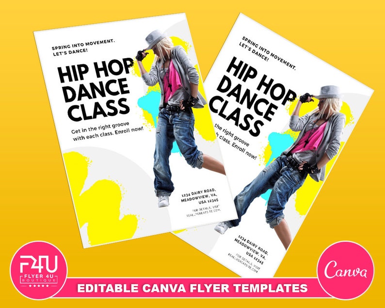 Hip Hop Dance Class Flyer, DIY Canva Hip Hop Dance Class Templates ...
