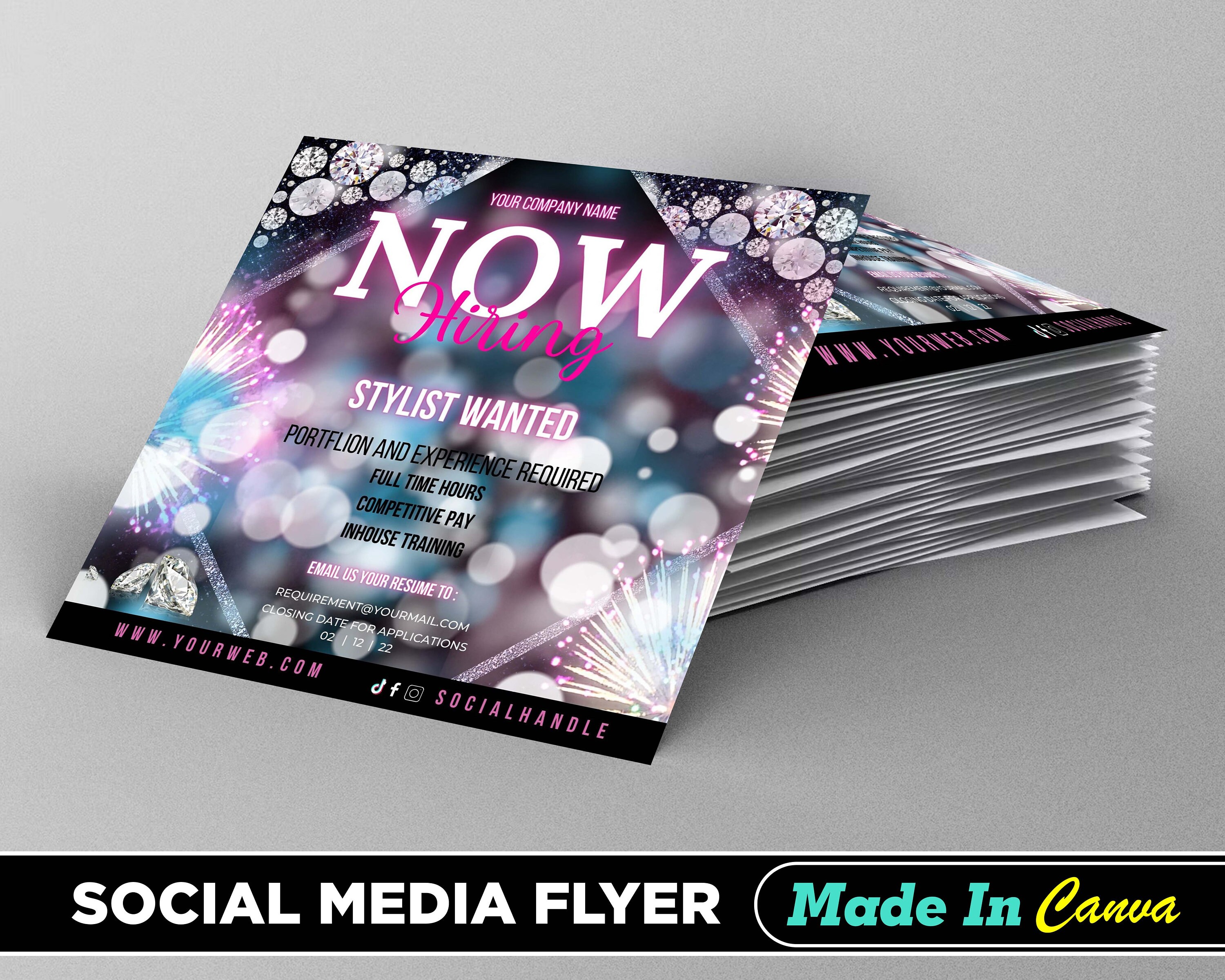 Now Hiring Flyer, DIY Canva Now Hiring Flyer Template 2022, Editable ...