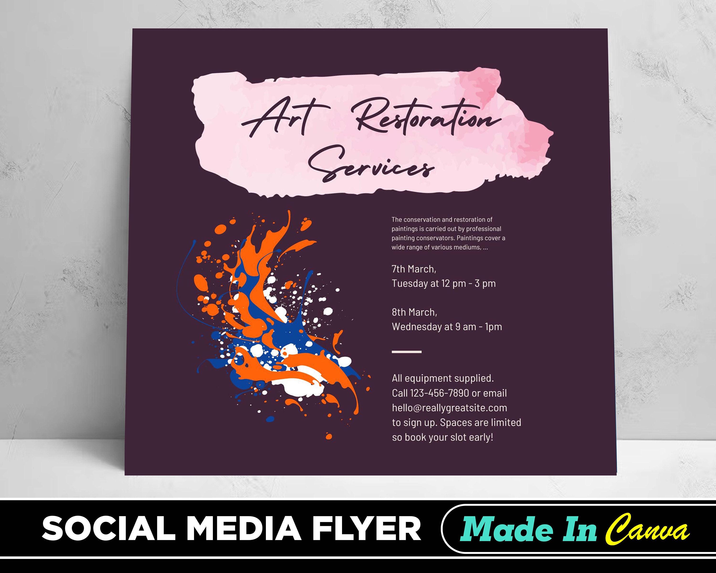 Art Restoration Flyer, DIY Canva Art Restoration Flyer Template 2022 ...
