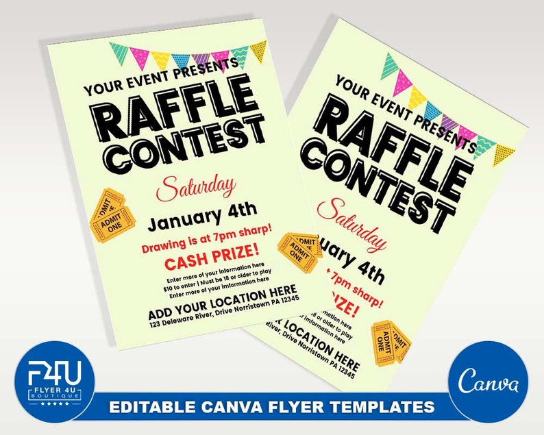 Raffle Flyer DIY Canva Raffle Flyer Template 2022 Editable - Etsy