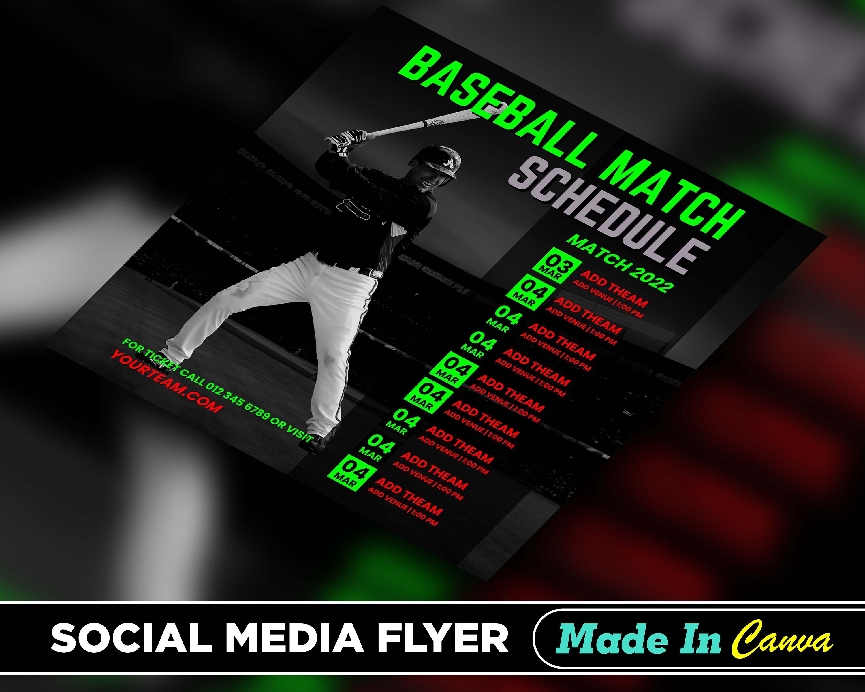 Baseball Game Schedule Flyer, DIY Canva Baseball Game Schedule Flyer ...