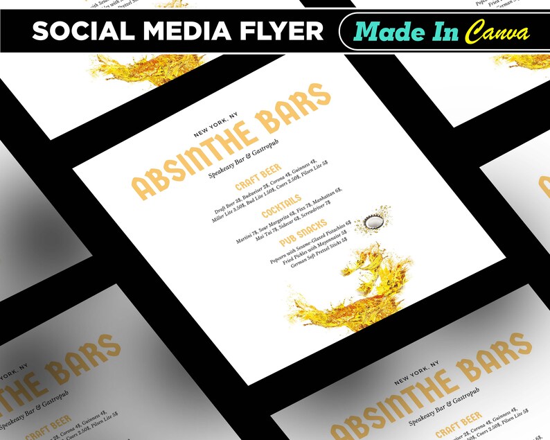 Absinthe Bars Flyer DIY Canva Absinthe Bars Flyer Template - Etsy