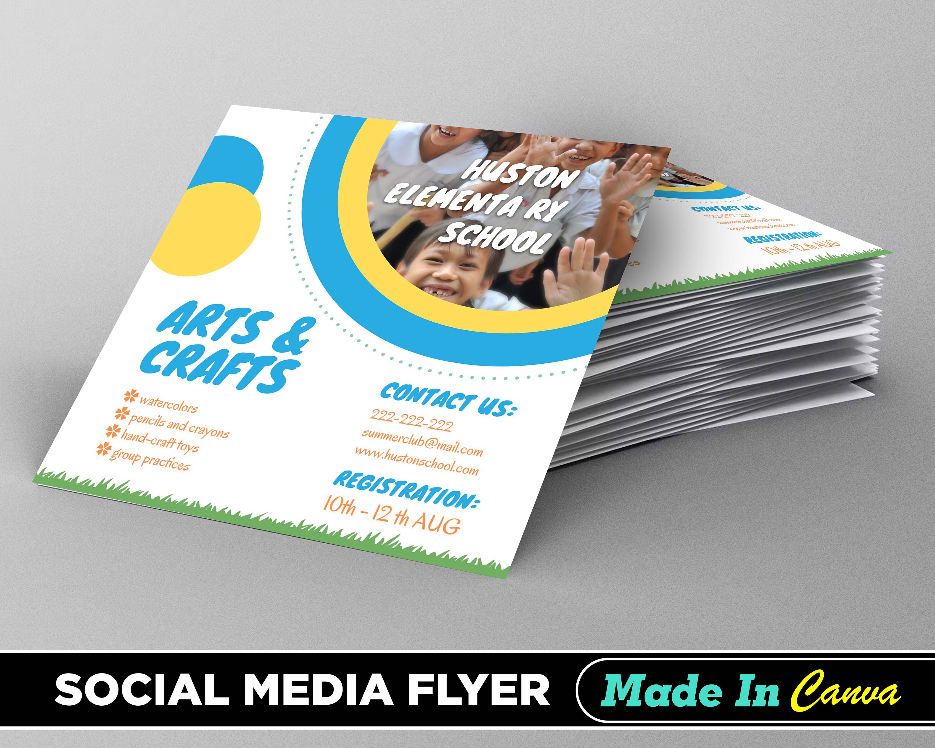 Art and Craft Class Flyer, DIY Canva Art and Craft Class Flyer Template ...