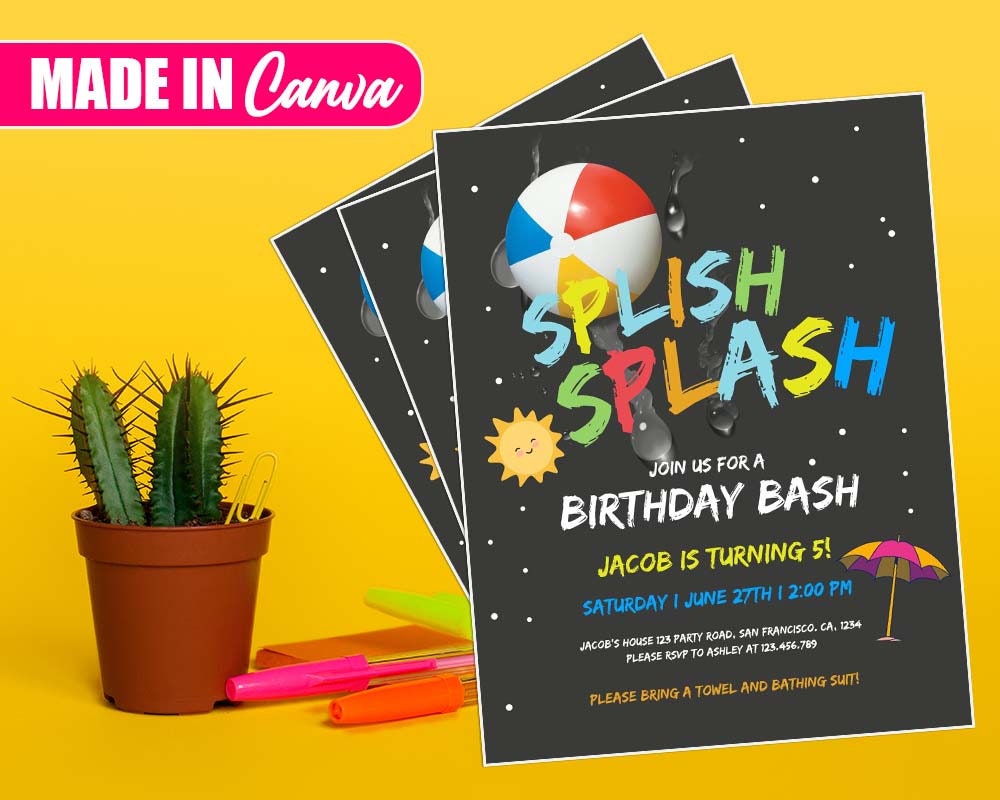 Splish Splash Flyer, DIY Canva Splish Splash Flyer 2022, Editable Canva ...