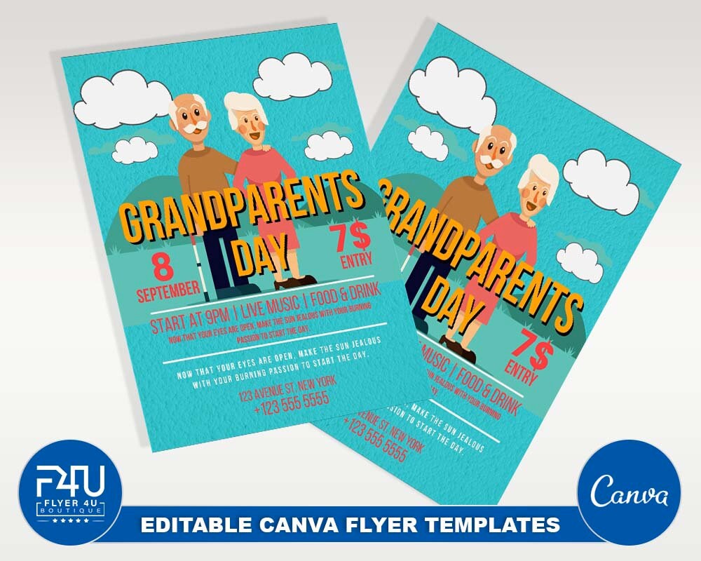 Grandparents Day Flyer DIY Canva Grandparents Day Flyer - Etsy