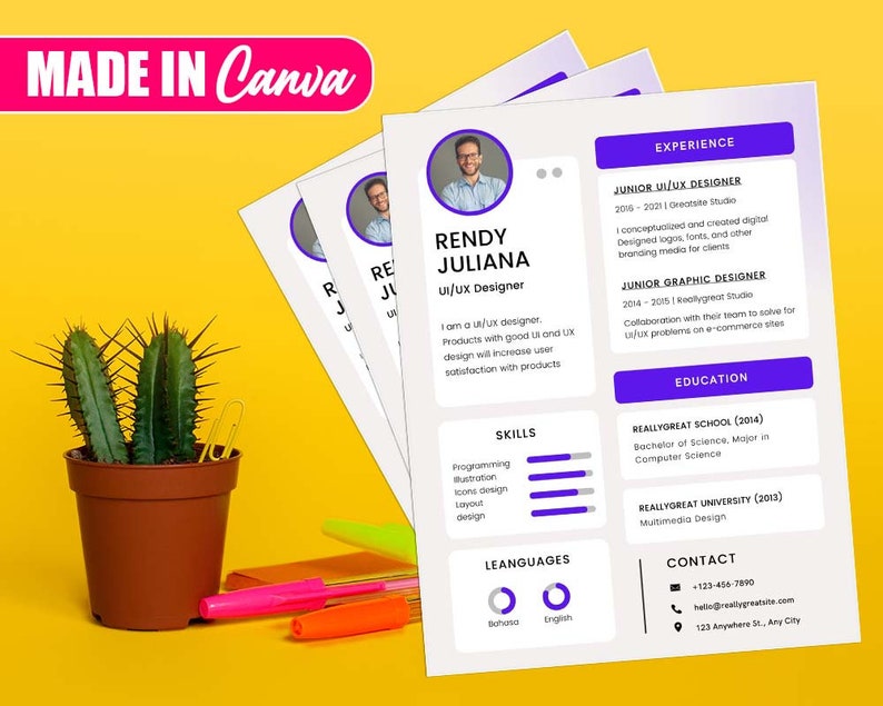 Biography Flyer DIY Canva Biography Flyer Template 2022 Etsy