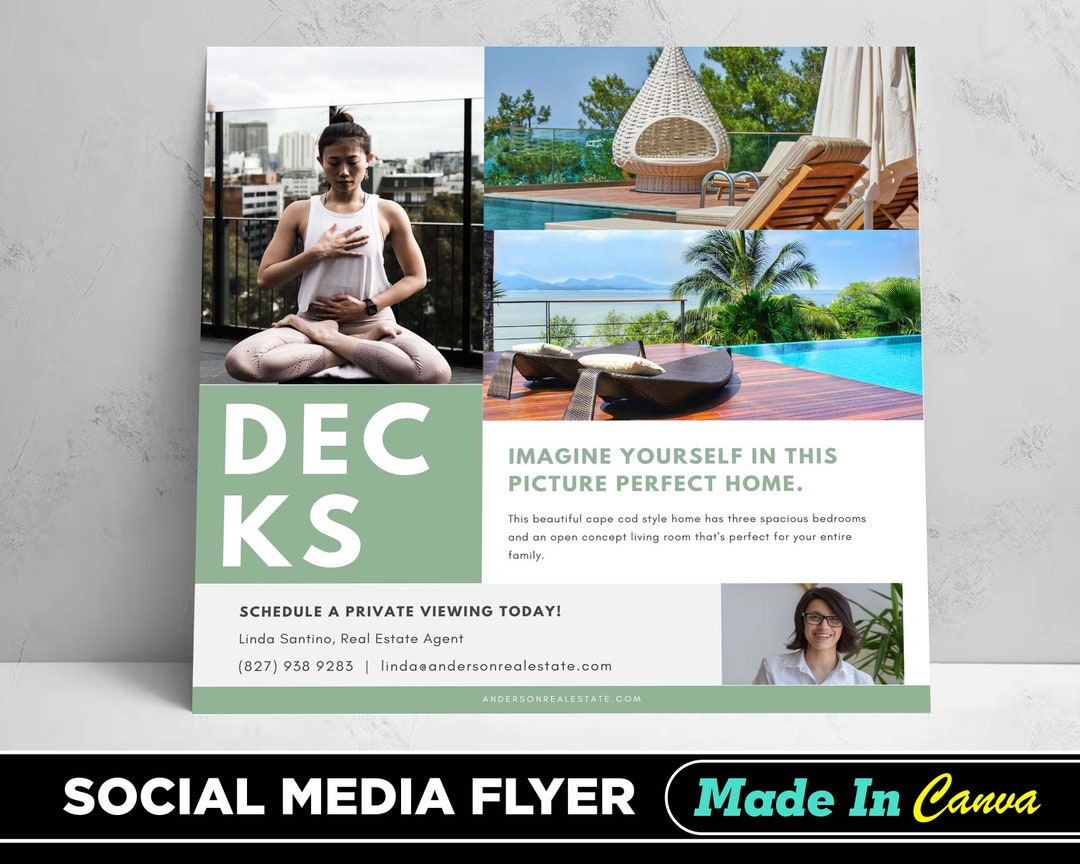 Decks Flyer, DIY Canva Decks Flyer Template, Editable Social Media ...