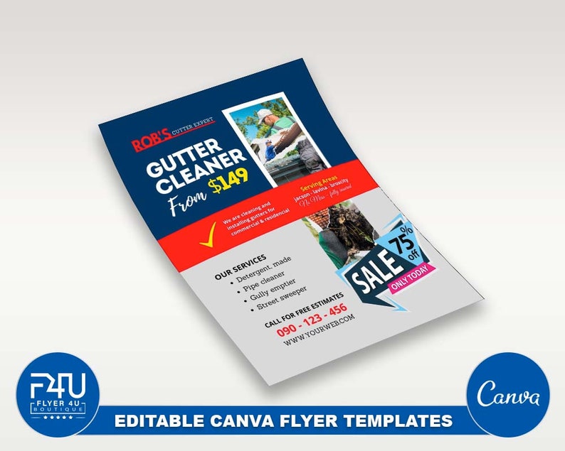 Gutter Cleaning Flyer, DIY Canva Gutter Cleaning Flyer Template 2022 ...