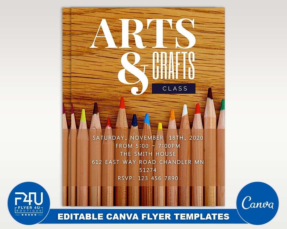 Craft Class Flyer, DIY Canva Craft Class Flyer Template 2022, Editable ...