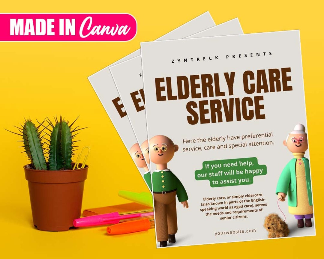 Elderly Care Service Flyer, DIY Canva Elderly Care Service Flyer ...
