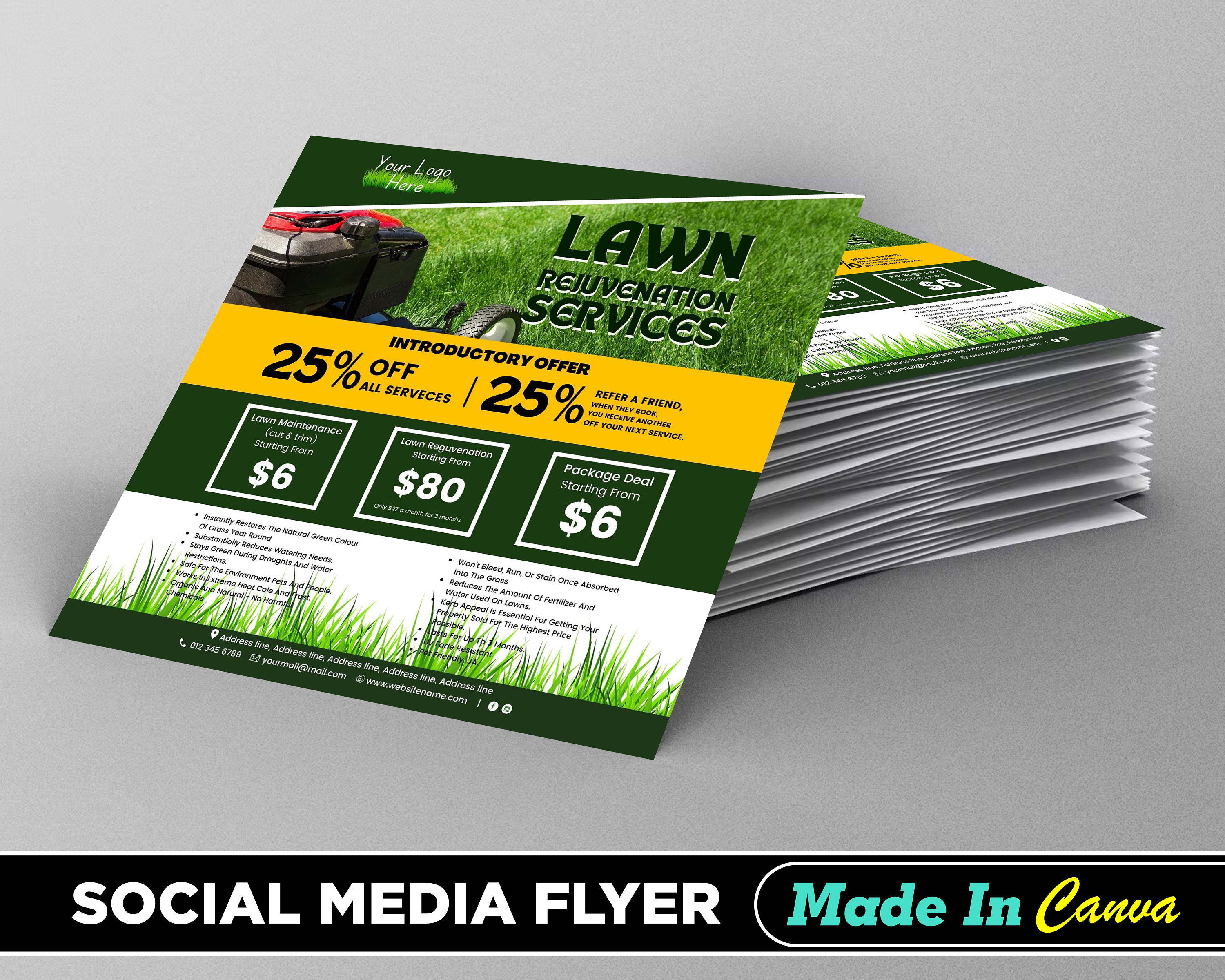 Grass Company Flyer DIY Canva Grass Company Flyer Template - Etsy
