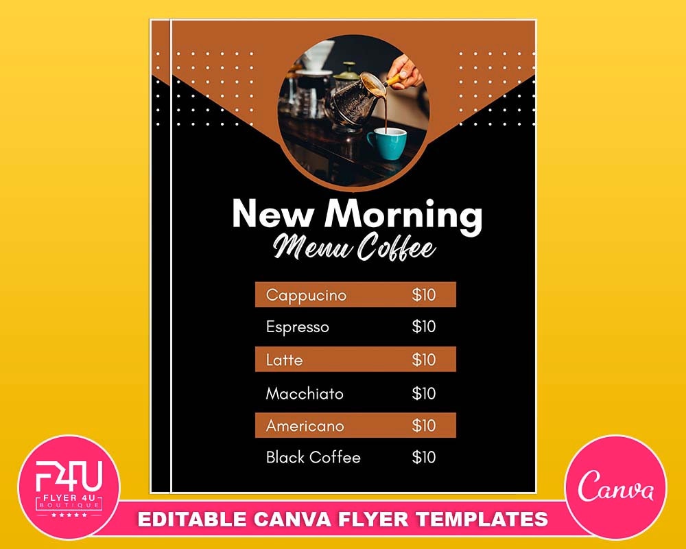 New Morning Menu Coffee Flyer DIY Canva New Morning Menu - Etsy