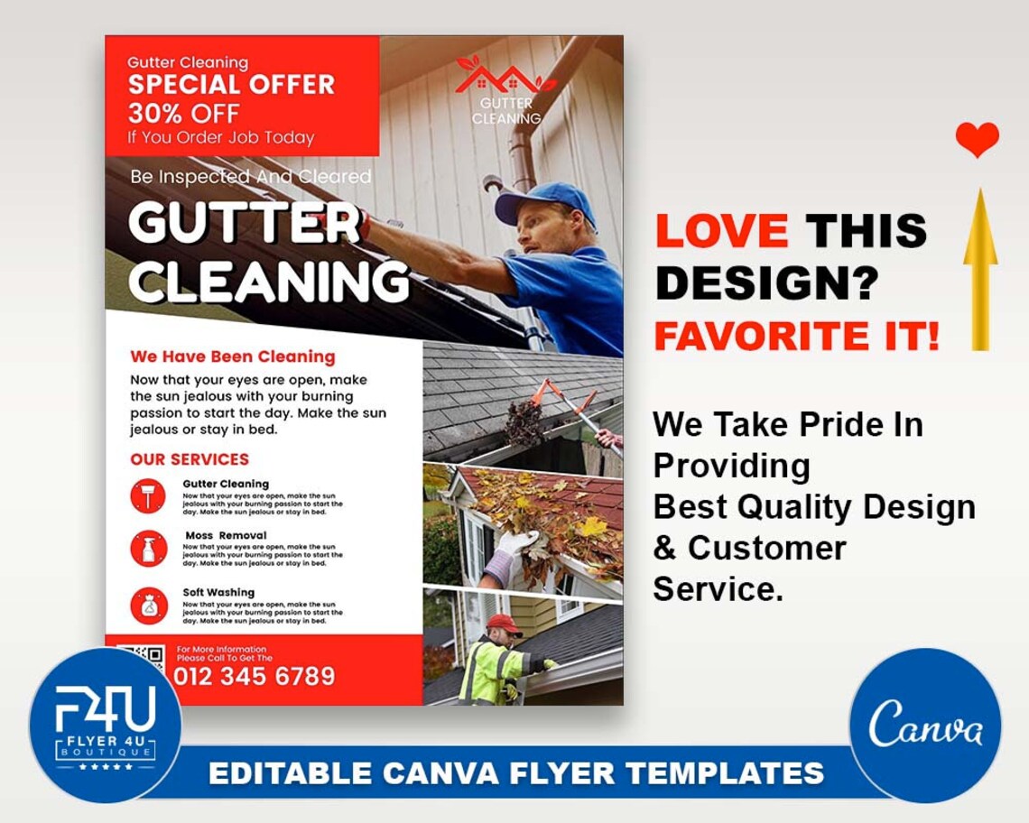 Gutter Cleaning Flyer DIY Canva Gutter Cleaning Flyer | Etsy