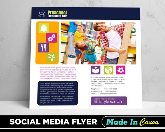 Preschool Flyer DIY Canva Preschool Flyer Template Editable - Etsy