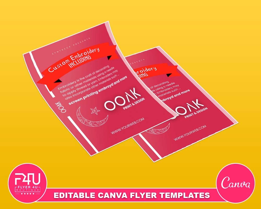 Custom Embroidery Flyer, DIY Canva Custom Embroidery Flyer Template ...