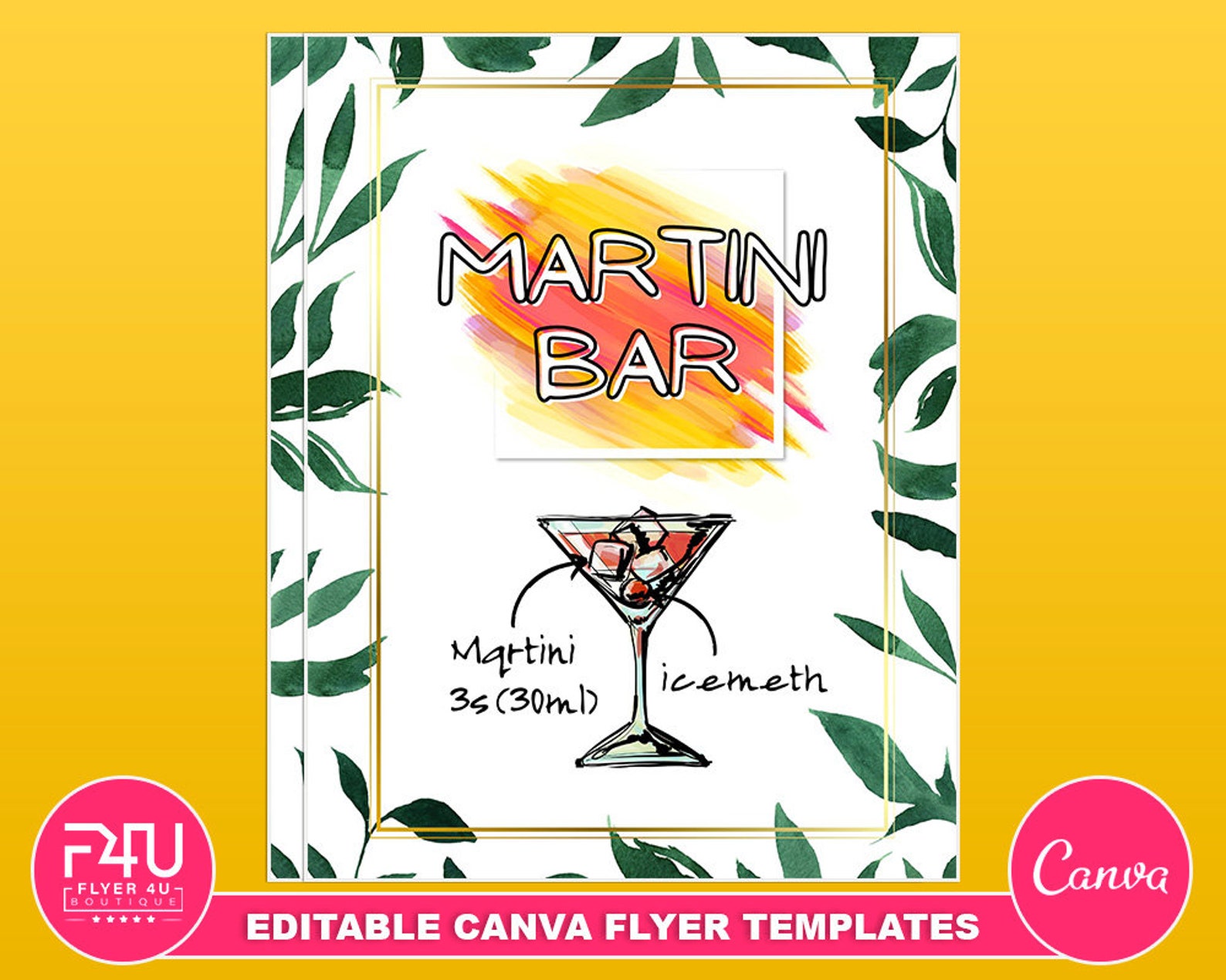 Martini Bar Flyer DIY Canva Martini Bar Flyer Template 2022 - Etsy