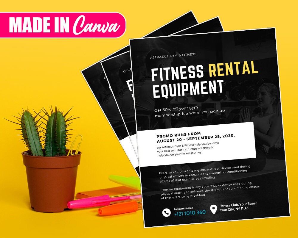 Fitness Rental Equipment Flyer DIY Canva Fitness Rental - Etsy