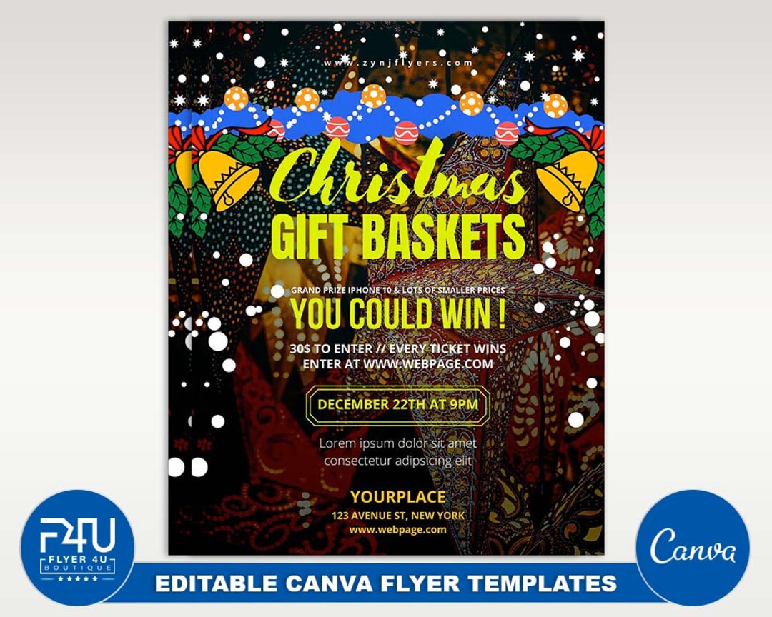Gift Basket Flyer, DIY Canva Gift Basket Flyer Template 2022, Editable ...