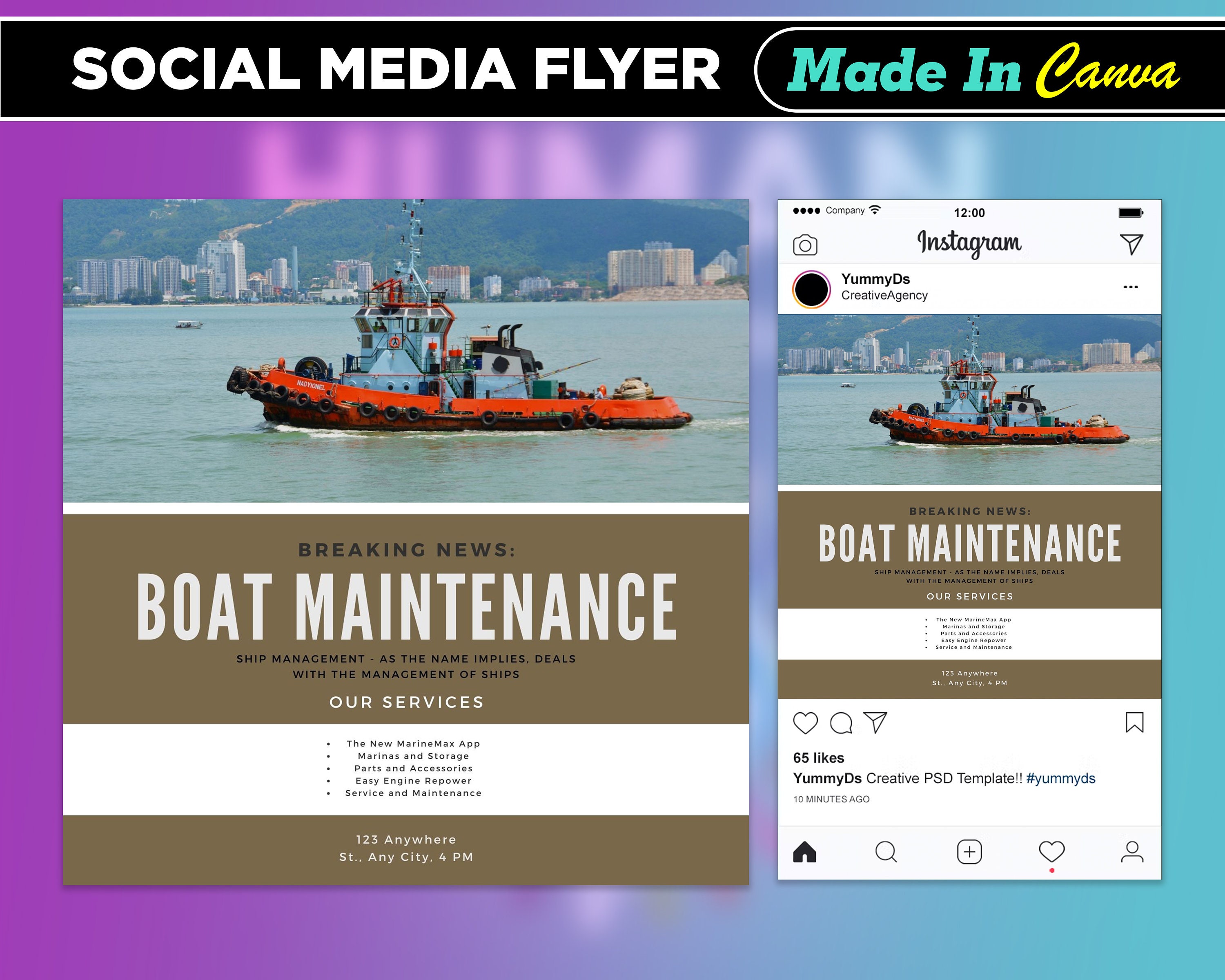 Boat Maintenance Flyer, DIY Canva Boat Maintenance Flyer Template 2022 ...