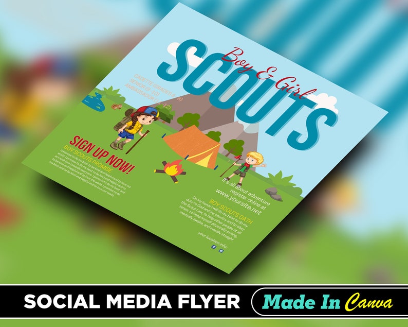 Scouts Flyer, DIY Canva Scouts Flyer Template, Editable Canva Social ...