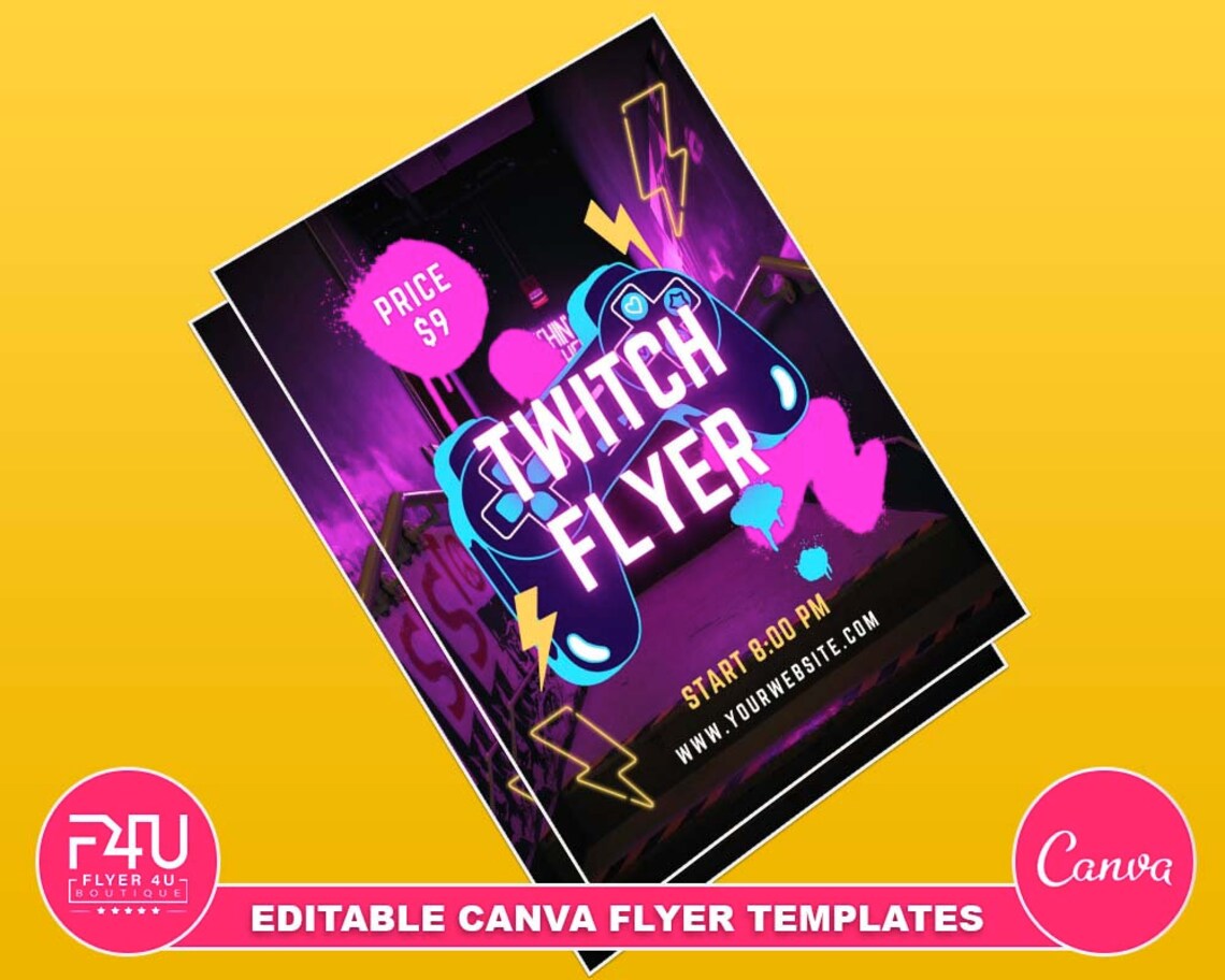 Twitch Flyer DIY Canva Twitch Flyer Template 2022 Editable - Etsy