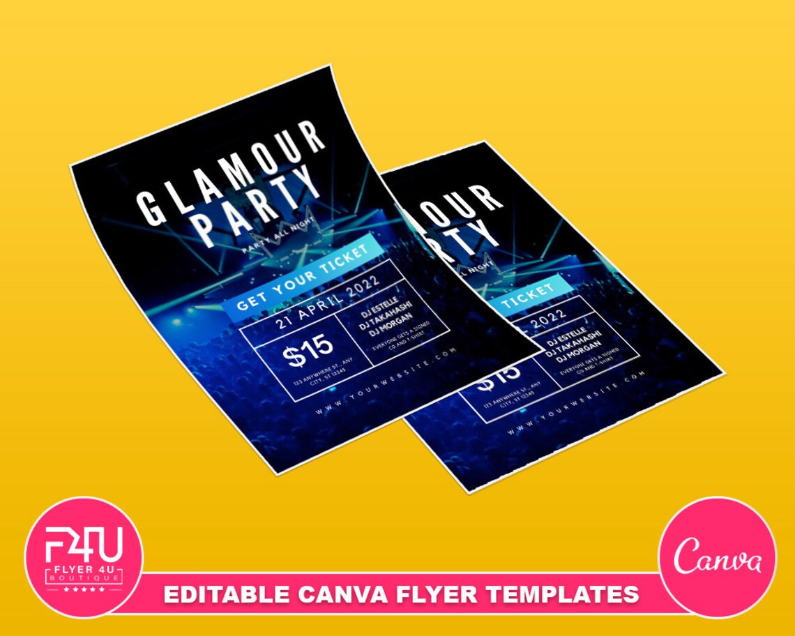 Glamour Party Flyer DIY Canva Glamour Party Flyer Template - Etsy