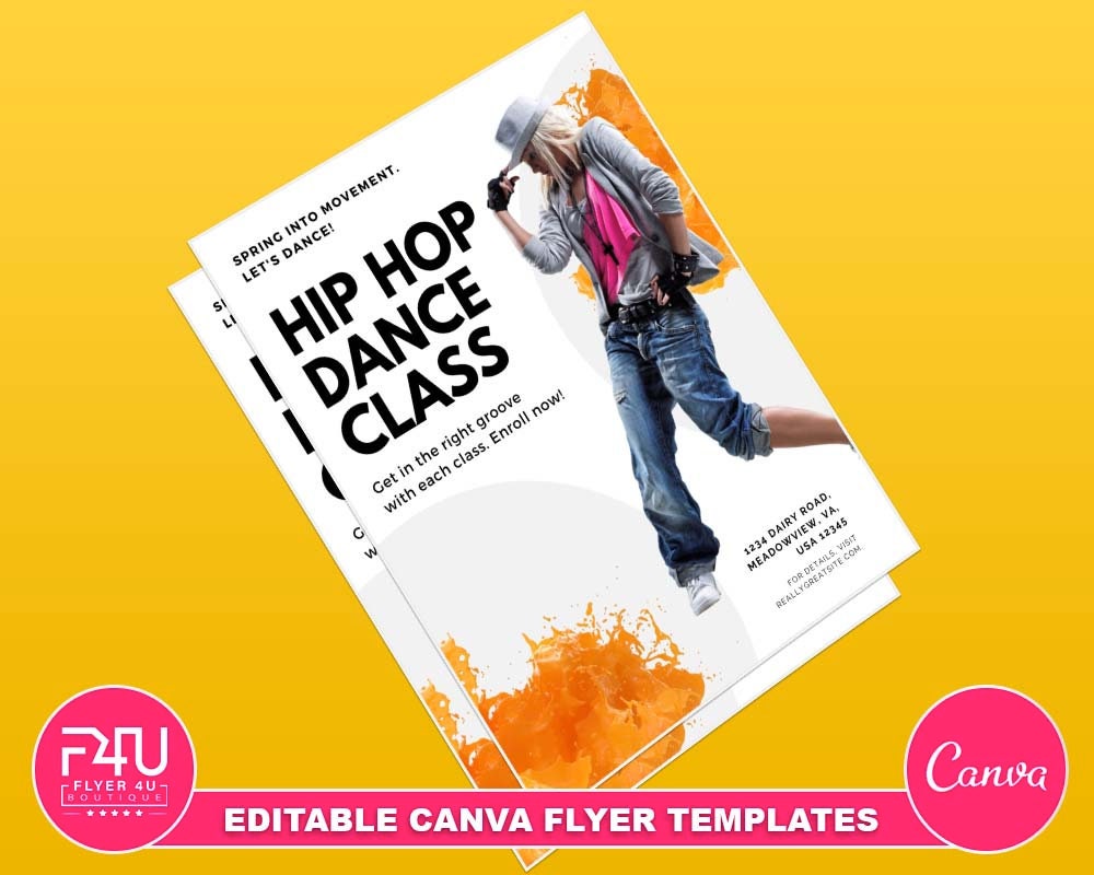 Hip Hop Dance Class Flyer DIY Canva Hip Hop Dance Class - Etsy